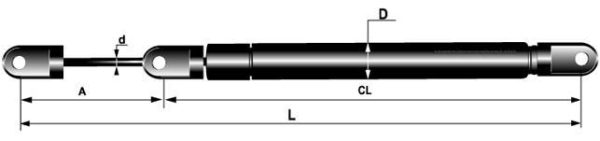 Traction Gas Spring with End Fitting - Gastac Gas Spring