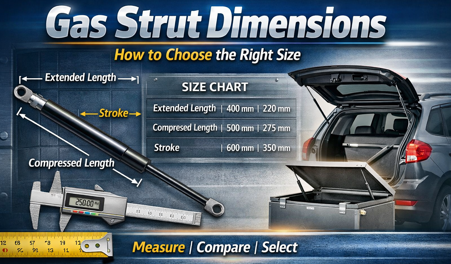 How to Choose the Right Gas Strut Dimensions for Any Application